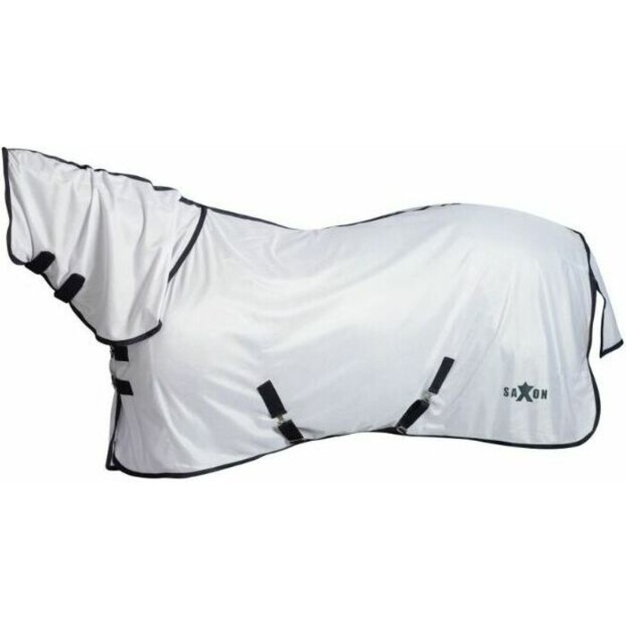 Saxon Mesh Combo Neck Fly Rug 10029420 - White / Navy - Horse - Fly ...