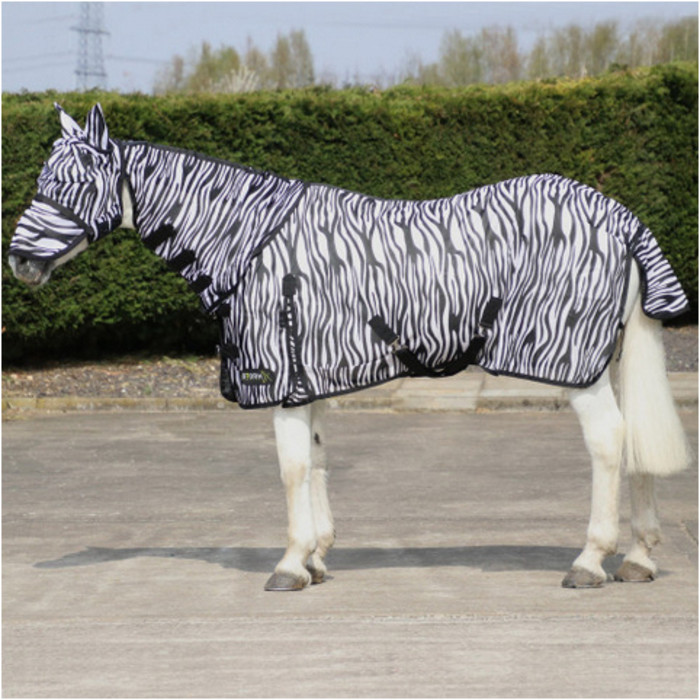 2022 Hy Equestrian StormX Original Zebra Print Fly Rug Hesozpfr - Black ...