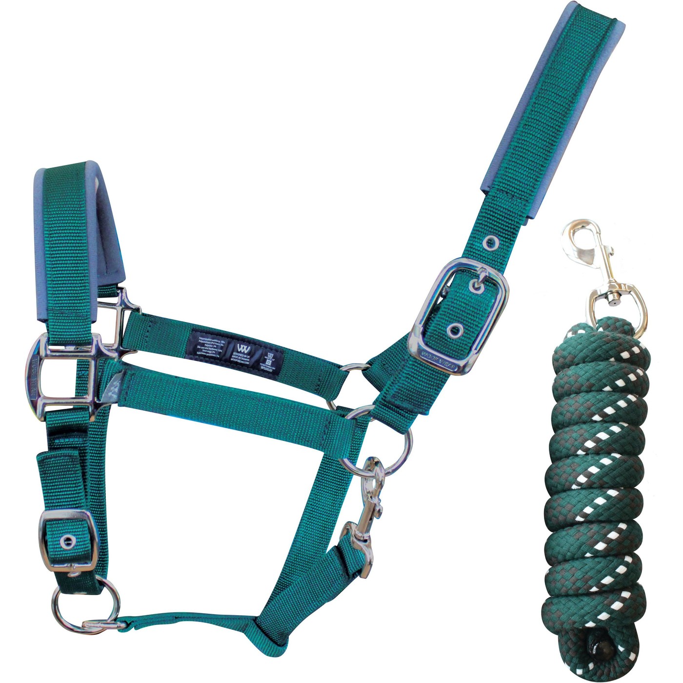 Woof Wear Head Collar & Lead Rope WS0020 - British Racing Green - Horse ...