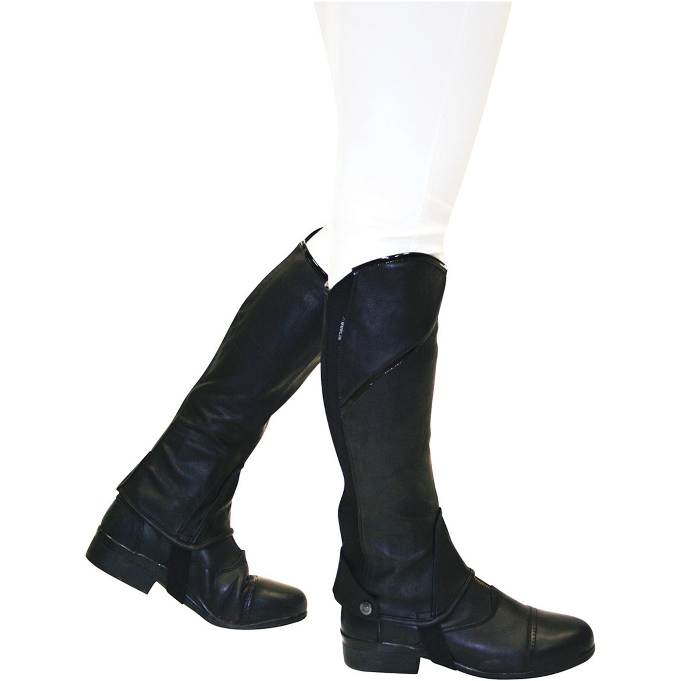 Dublin Childrens Stretch Fit Half Chaps Patent Piping - Black | The ...