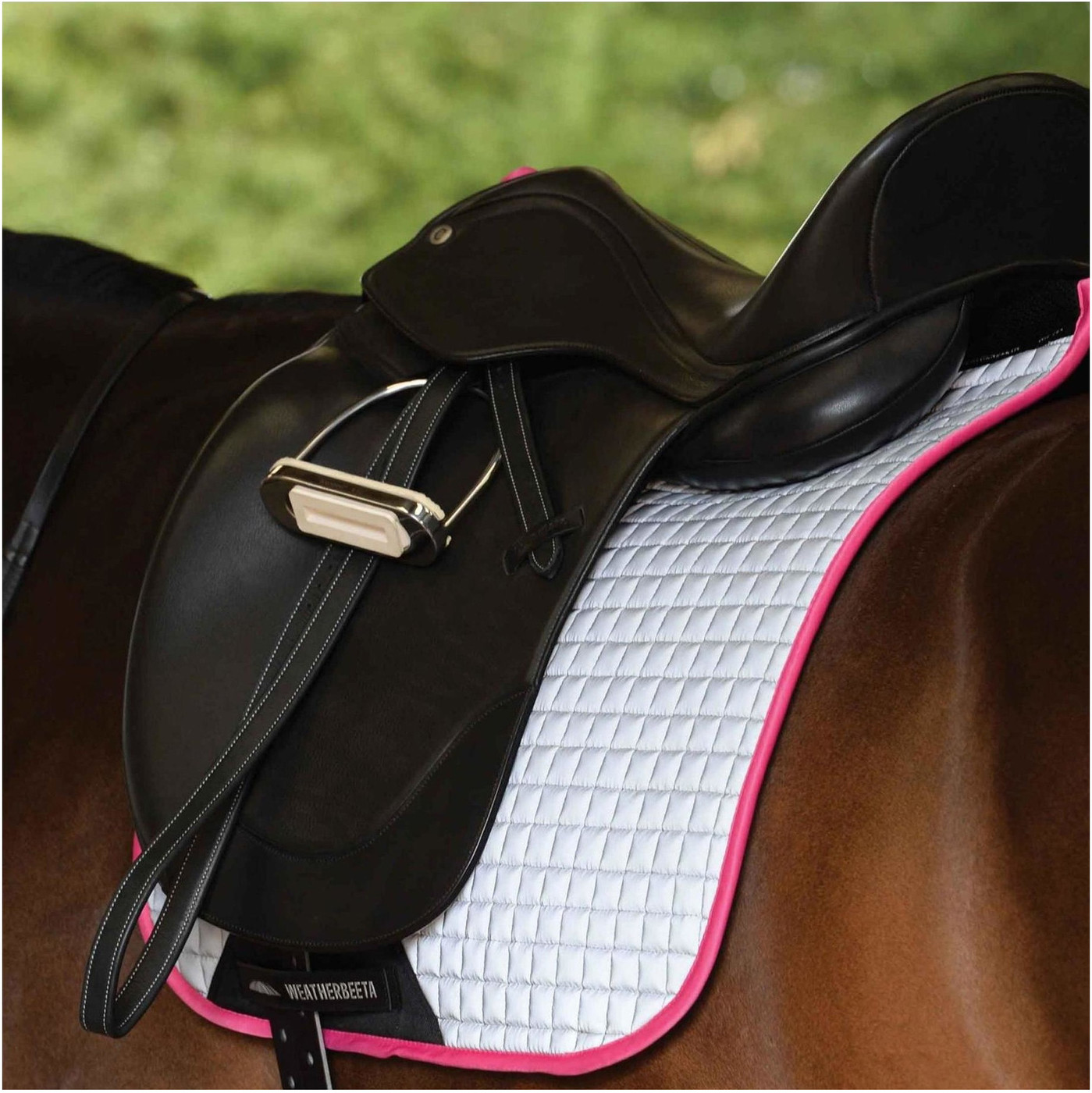 Weatherbeeta Reflective Prime Dressage Saddle Pad 1007118 - Silver Pink ...