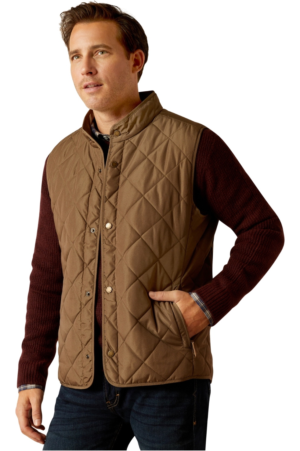 Ariat Mens Woodside Vest 10052749 - Camel Herringbone - Mens ...