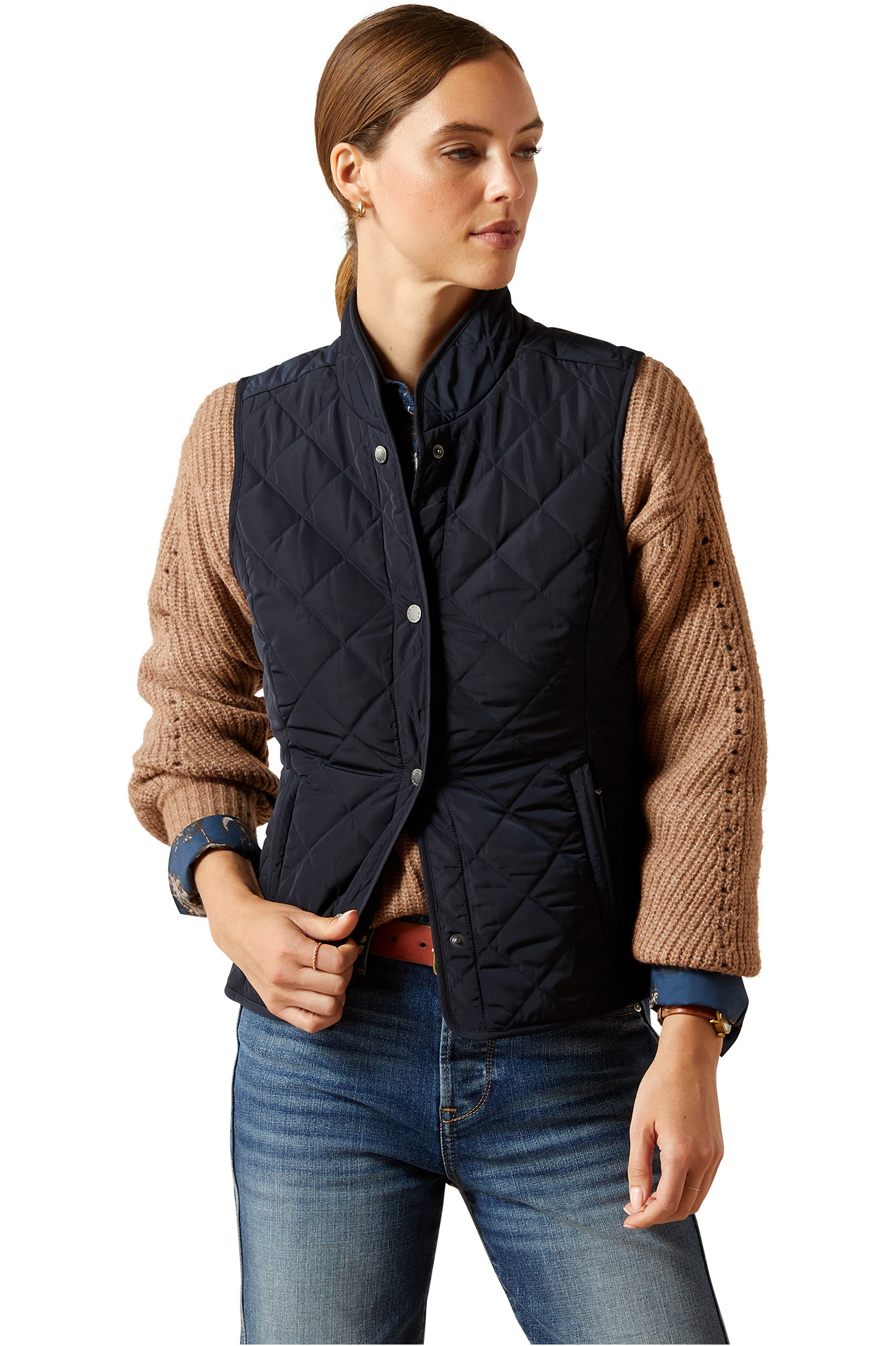 2025 Ariat Womens Woodside Vest 10062688 - Navy / Navy Floral Print ...