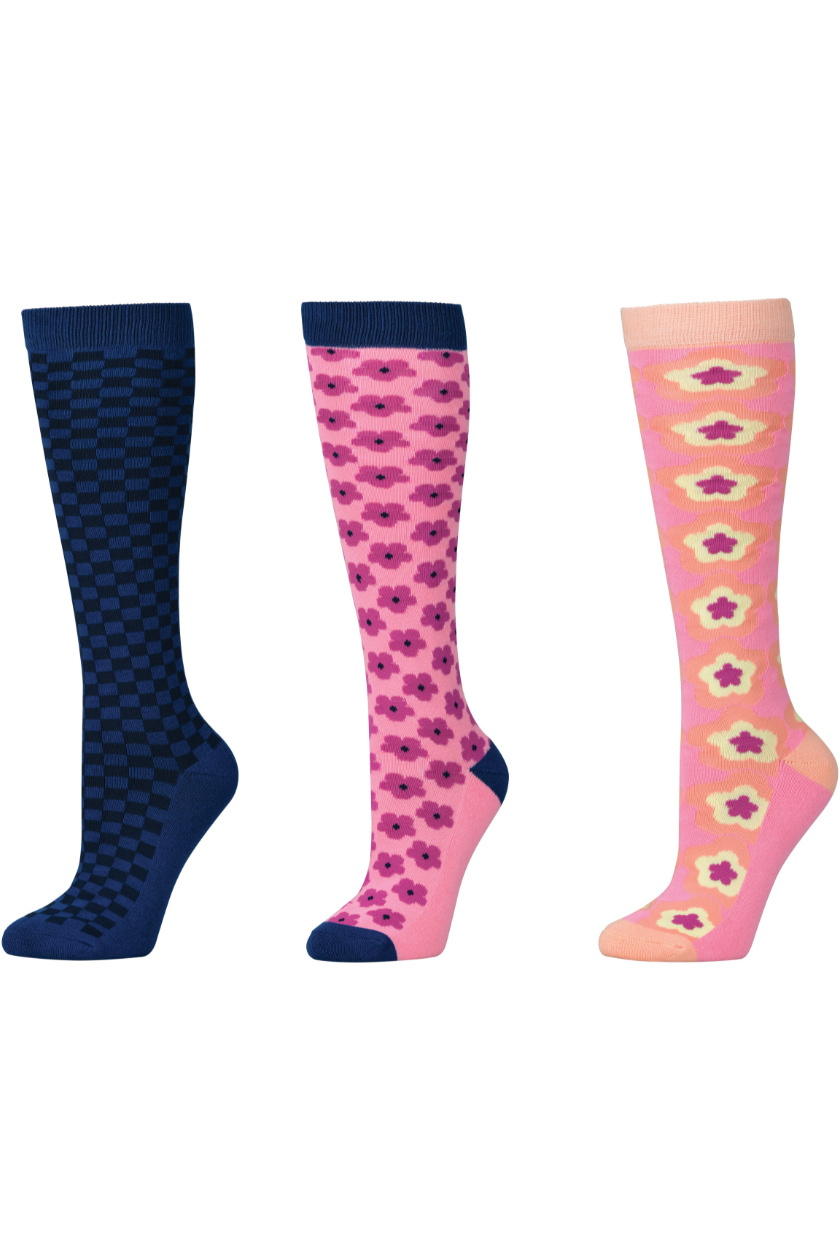 2025 Dublin Womens 3 Pack Socks 1004094 - Navy Geo Floral - Womens ...